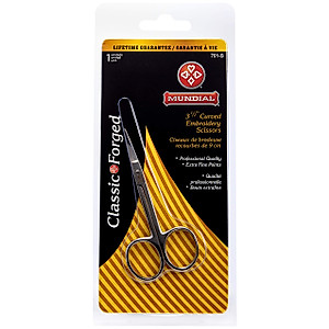 Mundial 701-S Specialty Forged 3 1/2" Curved Embroidery Scissors, Extra Fine Points