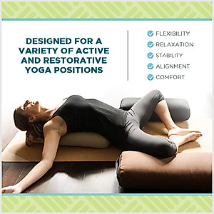 Bean Products Yoga Bolster - Handcrafted In The USA With Eco Friendly Materials - Studio Grade Support Cushion That Elevates Your Practice & Lasts Longer - Rectangle, Cotton Navy
