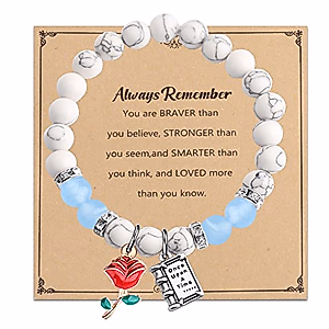 MYOSPARK Beauty And The Bracelet Belle Rose Inspired Gift Rose Flower Bracelet Princess Bracelet Movie Fans Gift (Beauty Rose bead BR)