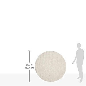 SAFAVIEH Florida Shag Collection Area Rug - 5' Round, Creme & Creme, Scroll Design, Non-Shedding & Easy Care, 1.2-inch Thick Ideal for High Traffic Areas in Living Room, Bedroom (SG455-1111)