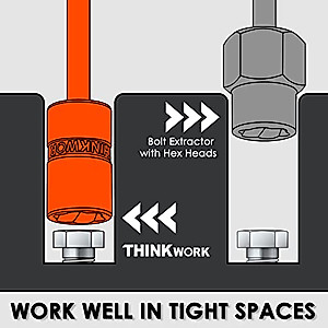 THINKWORK Upgrade Bolt Extractor Set, 32 Pieces Impact Bolt & Nut Remover Set, Stripped Lug Nut Remover, Extraction Socket Set for Removing Damaged, Frozen, Rusted, Rounded-Off Bolts, Nuts & Screws