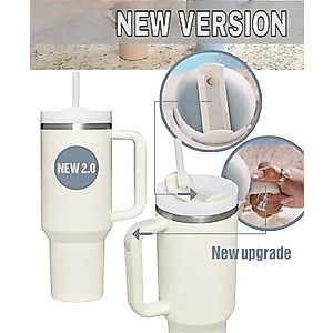 BENGGUO 40 oz tumbler with handle and straw, Quencher H2.0 FlowState, Stainless Steel Vacuum mug, coffee mug with lid, iced coffee tumbler, mug with handle,insulated coffee tumbler