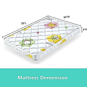 Premium Foam Mini Crib Mattress - Dual-Sided- 38x24x4 Inch- 100% Breathable, Non-Toxic, Quiet and Odorless, Hypoallergenic, Fits Most Mini Cribs
