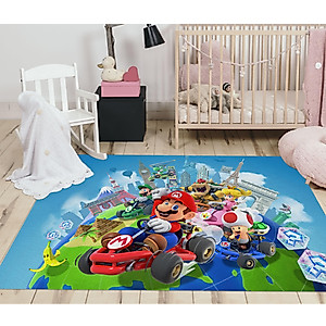 Cartoon Character Area Rug Retro Cartoon Game Rug Game Theme Carpet Christmas Housewarming Gift for Indoor Outdoor Home Decor Floor Mat 6' x 9'