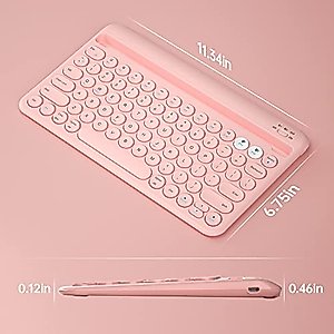Samsers Multi-Device Bluetooth Keyboard, Rechargeable Wireless Bluetooth 5.1 Keyboard with Integrated Stand, Support 2 Devices for Smartphone Tablet iPad Laptop MacBook PC iOS Android Windows - Pink