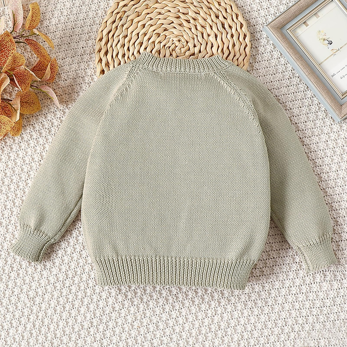 Lamgool Baby Boys Girls Pullover Sweater Knitted Button Down Toddler Kids Sweatshirt for Spring 3T Apricot