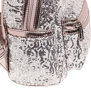 Loungefly Disney Minnie Mouse Silver and Pink Sequin Mini Backpack WDBK0645
