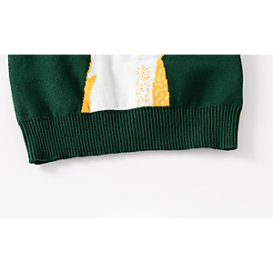 HUAER& Baby Boys Girls Knit Sweater Round Neck Long Sleeve Unisex Cotton Cartoon Animal Pullover Sweatshirt(18-24Months Green Fox)