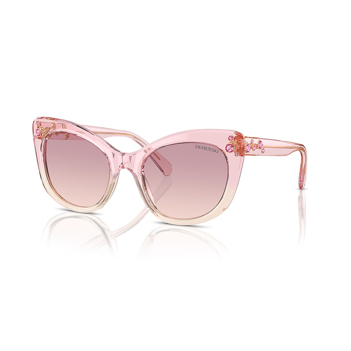 SWAROVSKI SK6020 Sunglasses, Transparent Pink To Clear/Gradient Violet, 55 mm