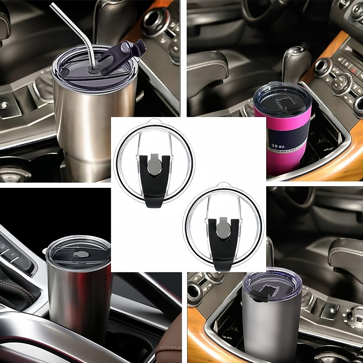 sweetfamily 2 Replacement Lids for Stainless Steel Tumbler Travel Cup,3.1 to 3.15 INCH Cup Mouth Compatible with YETI Rambler and More Tumbler Cups,Spill Proof Splash Resistant Sliding Covers (20 OZ)