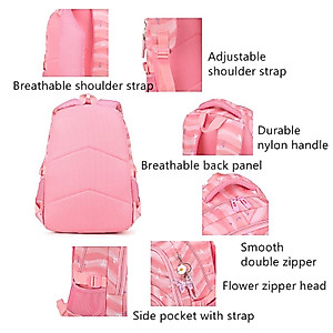 VIDOSCLA Colorful Kids Girls Elementary Trolley Backpack Rolling BookBag Wheeled Schoolbag for Teens