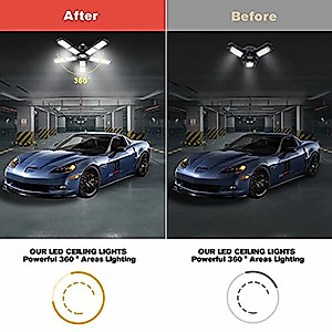 wangdahua LED Garage Light Ceiling 160W Deformable Ceiling Light Fixture,6500K Adjustable 5,5,1 Multi-Position Panels,18000LM LED Shop Lights for Garage,E26,Warehouse Workshop Basement 1 Packs