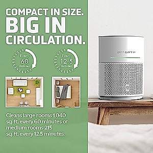 Germ Guardian AirSafe+ Intelligent Air Purifier with 360° HEPA 13 Filter, Captures 99.97% of Pollutants, Wildfire Smoke, Large Rooms, Air Quality Sensor, UVC Light, Zero Ozone Verified, White AC3000W