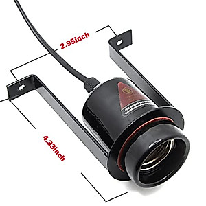 iRuiZhe Reptile Ceramic Heat Lamp Holder Pet Heater Bracket (no Bulb Included) for Amphibian Pet Terrariums Habitat Lizard Tortoise,300W Black