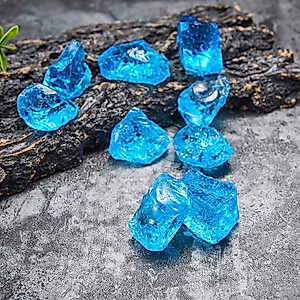 Utheer Caribbean Blue Fire Pit Glass, 1/2 Inch Reflective Fire Glass for Fire Pit, Fire Pit Glass Rocks Safe for Outdoors and Indoors Gas Firepit, 10 Pounds