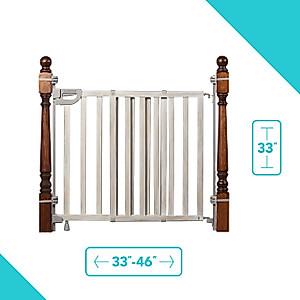 Summer Infant Banister and Stair Wood Safety Gate with Extra Wide Door Design and Comfort Grip handle for Easy One Handed Release, Multicolor