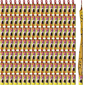 Qualirey 160 Pack Fly Strips Sticky Fly Trap Indoor Outdoor Hanging Fly Ribbon Tape Paper Flying Insect Trap Gnat Killer Traps for Fruit Flies, Bug, Insect, Pest (Yellow)