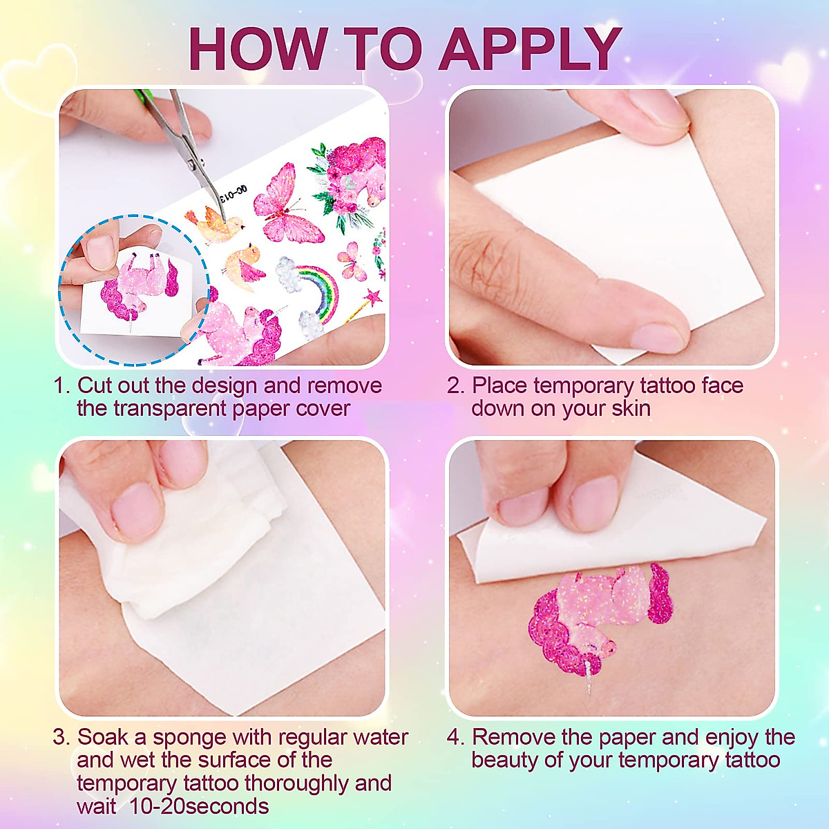 Qpout Glitter Tattoos for Girls, Fake Kids Tattoos for Girls, Princess Butterfly Mermaid Glitter Temporary Tattoos Stickers, Girls Kids Birthday Party Decoration Gifts Bags Filler