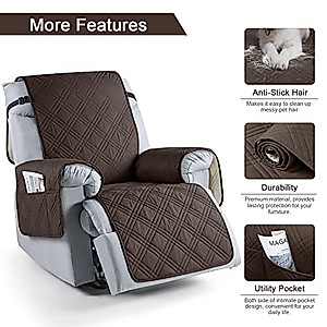 TAOCOCO 100% Waterproof Recliner Chair Cover, Oversized Recliner Covers for Large Recliner Chair with Double Straps, Non Slip Reclining Chair Cover for Kids, Pets(Oversized Recliner, Chocolate)