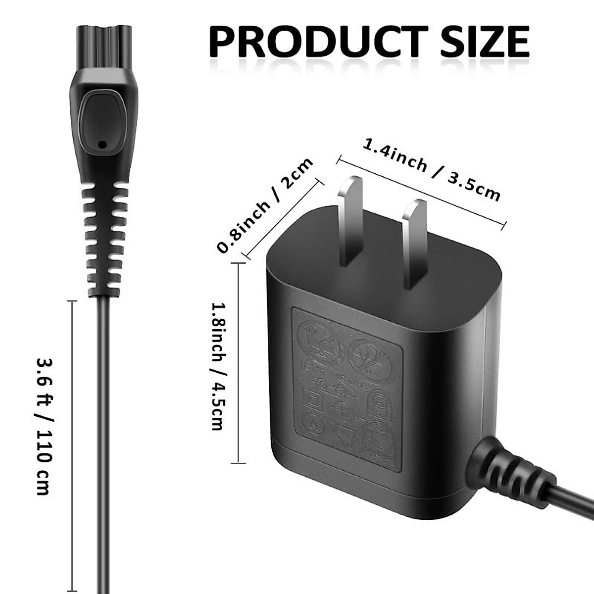 Frienda 15V Meridian Shaver Charger Replacement Cord Portable Adapter Charger for Electric Shaver