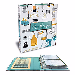 Recipe Binder, 8.5" x 9.5" 3 Ring Binder Organizer Set (with 50 Page Protectors, 100 4" x 6" Recipe Cards & 12 Category Divider Tabs) by Better Kitchen Products, Vintage Kitchen Design