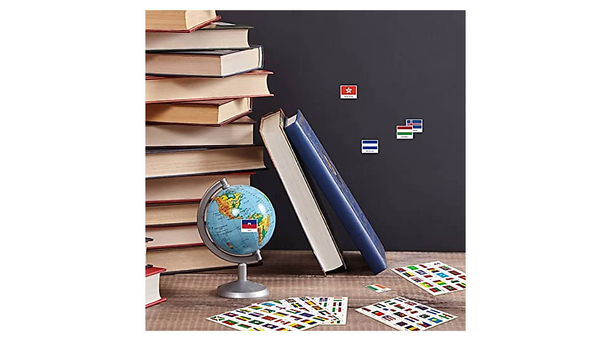 960 World Flag Stickers for Travel, Scrapbooks & Education