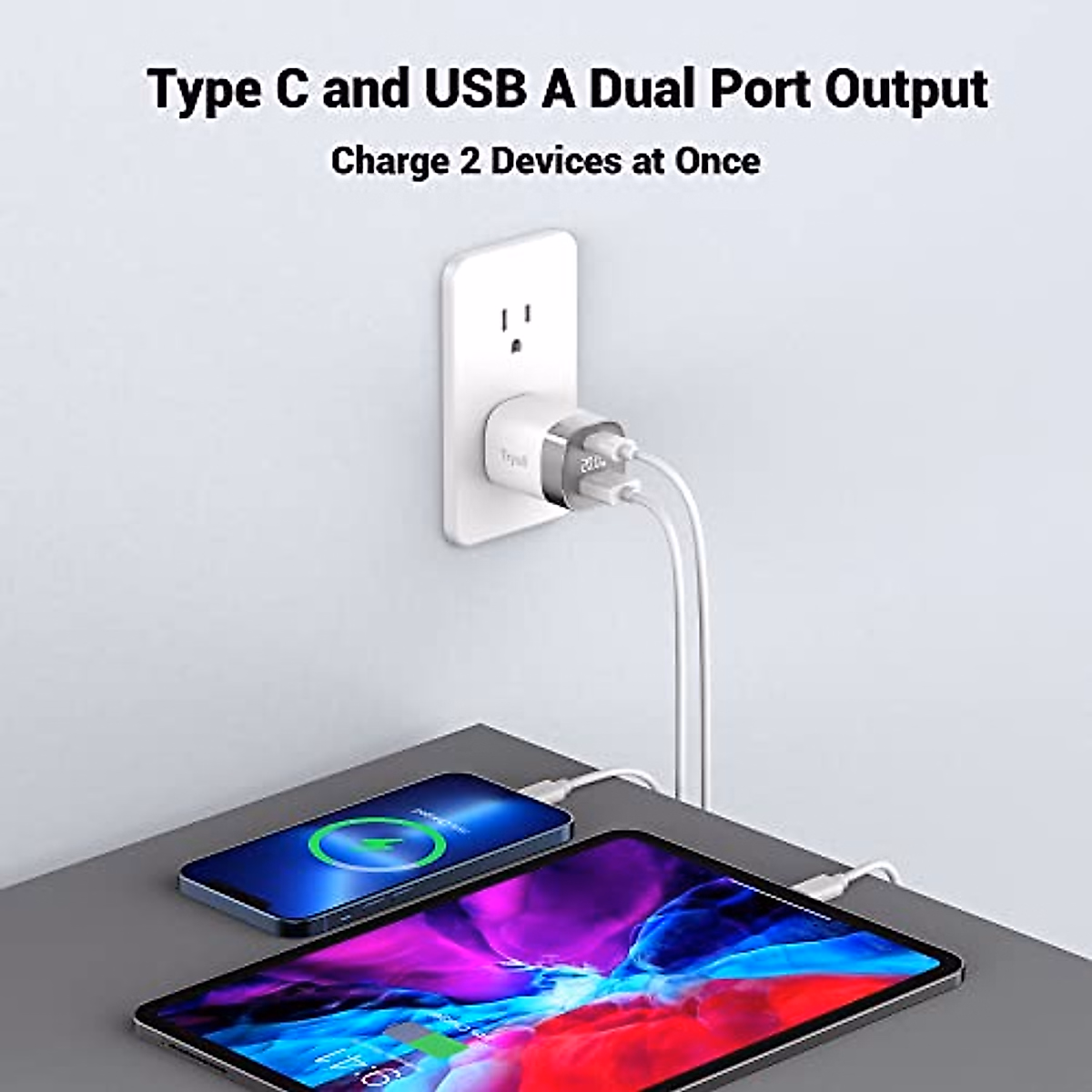 Tryall 30W USB-C Power Adapter - iPhone Charger with Fast Charging Capability, Type C Wall Charger, 33W Samsung Only - White
