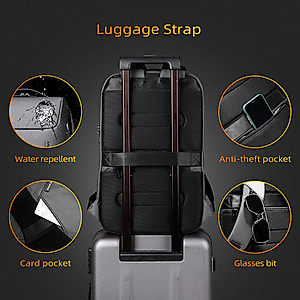 Anti-Theft Backpack,MARK RYDEN Business Waterproof Backpack For Men College Travel Flight with USB Port Charging ＆TSA Lock Fits For 15.6 Inch Laptop,Black