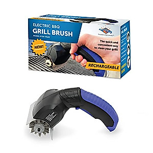 Flame King Electric BBQ Grill Brush Cordless and Rechargeable Stainless Steel Bristles