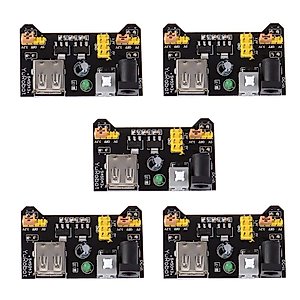 HiLetgo 5pcs 3.3V 5V Power Supply Module for MB102 102 Prototype Breadboard DC 6.5-12V or USB Power Supply Module
