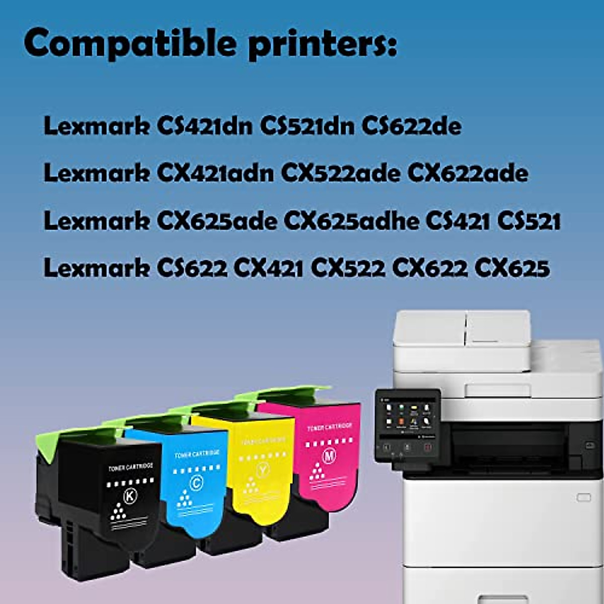 SPLENDIDCOLOR Remanufactured 4PK CS421 Toner Cartridge Replacement for Lexmark 78C10K0 78C10C0 78C10M0 78C10Y0 for Lexmark CS421 CS521 CX421 CS421dn CS521dn CX421adn Printers.