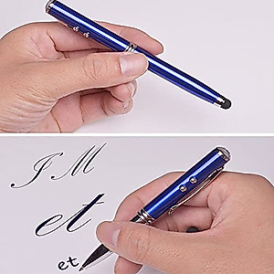 et Ballpoint pen,Touch Screen Pen,Multi function business teaching metal Flashlight white light stylus ball point pen four in one function (Silver)