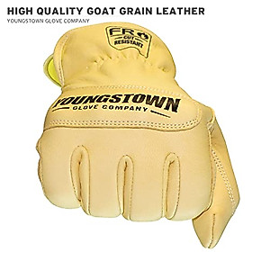 Youngstown Glove Leather Ground Utility Gloves for Men - Kevlar Lined - Cut, Puncture, Flame Resistant, Arc Rated, - Tan, Large