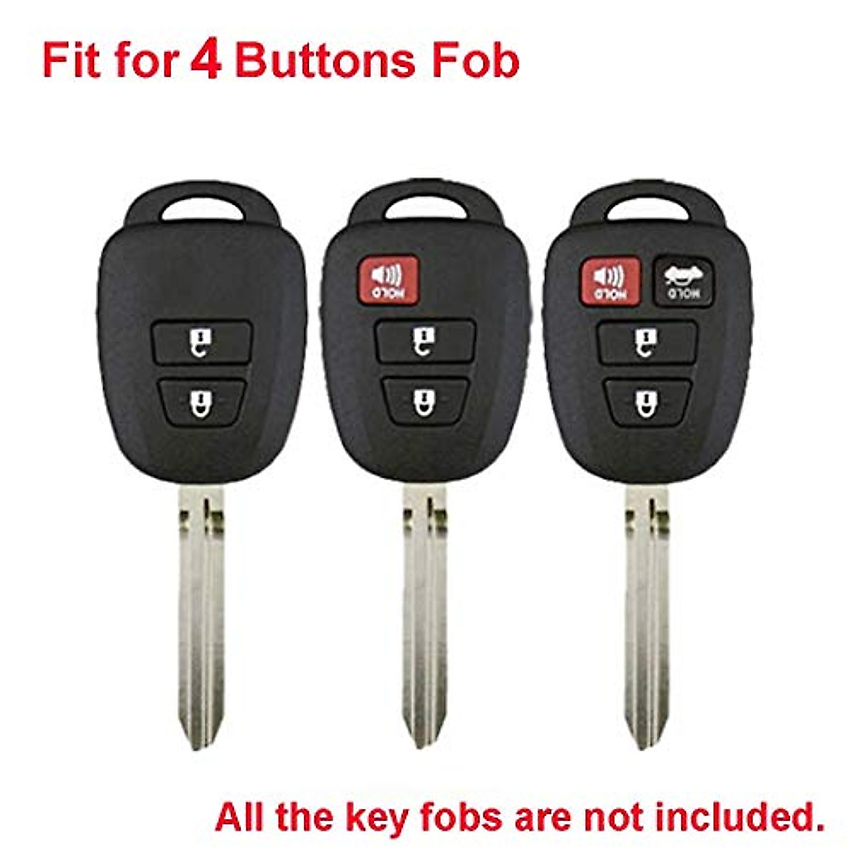 EXUNTECH 2Pcs Rubber Silicone Key Fob Cover Remote Keyless Protector Bag Holder for Toyota Camry Avalon Corolla RAV4 Highlander Venza HYQ12BDM, Black Pink