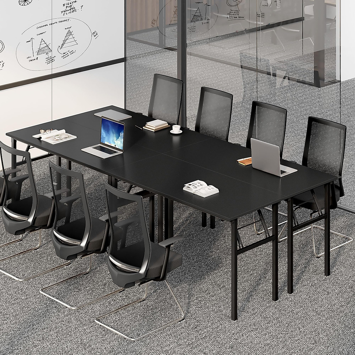 Need Home Office Desk - 60 Inches Large Computer Desk Sturdy Black Table Foldable Desk Gaming Computer Table No Assembly Required AC5CB 60 inch