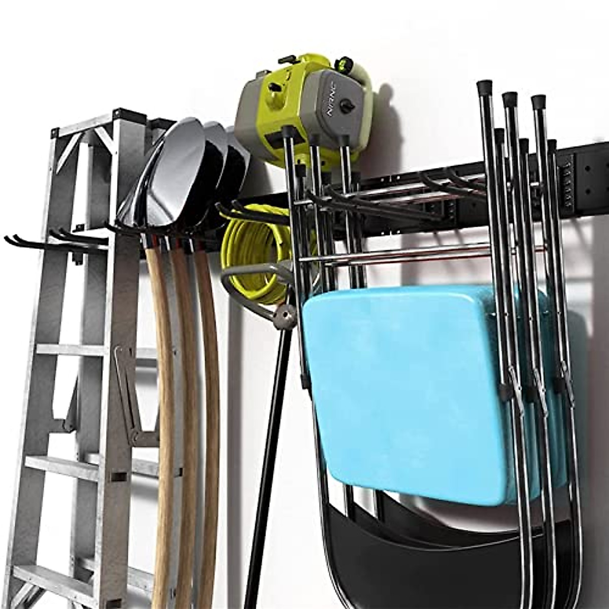TORACK Wall Mount Tool Organizer, Garage Tool Hanger, Heavy Duty Garden Tool Storage Organization System for Yard Tools, Shovels, Brooms, Mops, Ski Rack for Garage Wall Holds Up to 600lbs
