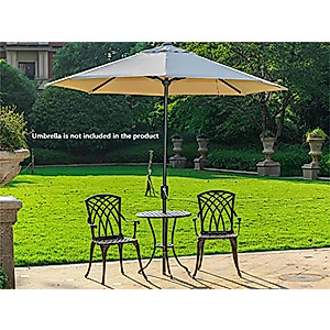 ZOTORUN Bistro Set 3 Piece Rustproof Cast Aluminum Patio Furniture Sets Round Table with Umbrella Hole for Outdoor, Patio, Balcony, Bronze