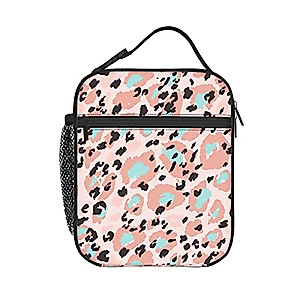 PrelerDIY Leopard Rosettes Lunch Box - Insulated Lunch Bags for Women/Men/Girls/Boys Detachable Handle Lunchbox Meal Tote Bag