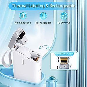 JADENS Label Maker Machine, D11 Portable Bluetooth Printer for Labeling, Home, Office, Organization, Mini Label Maker Machine with Tape, Multiple Templates Available for Phone, Handheld Labeler, White