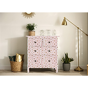 AMAZING WALL Home Modern Peel and Stick Glitter Pink Striped Stars Printed Wallpaper Self Adhesive Bedroom, 15.7*198''