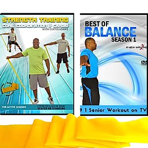 BALANCE + STRENGTH EXERCISE for Seniors: Improve your balance and increase your strength with this senior fitness combo includes resistance band. Get stronger, Core & Abs, aerobics, coordination