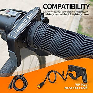 HUDAMZKY Ebike Quick Installation Thumb Throttle Compatible Left/Right Hand 36V/48V 60V/72V Electric Scooter Motor Throttle for Electric Bike Accessories(Waterproof Plug)