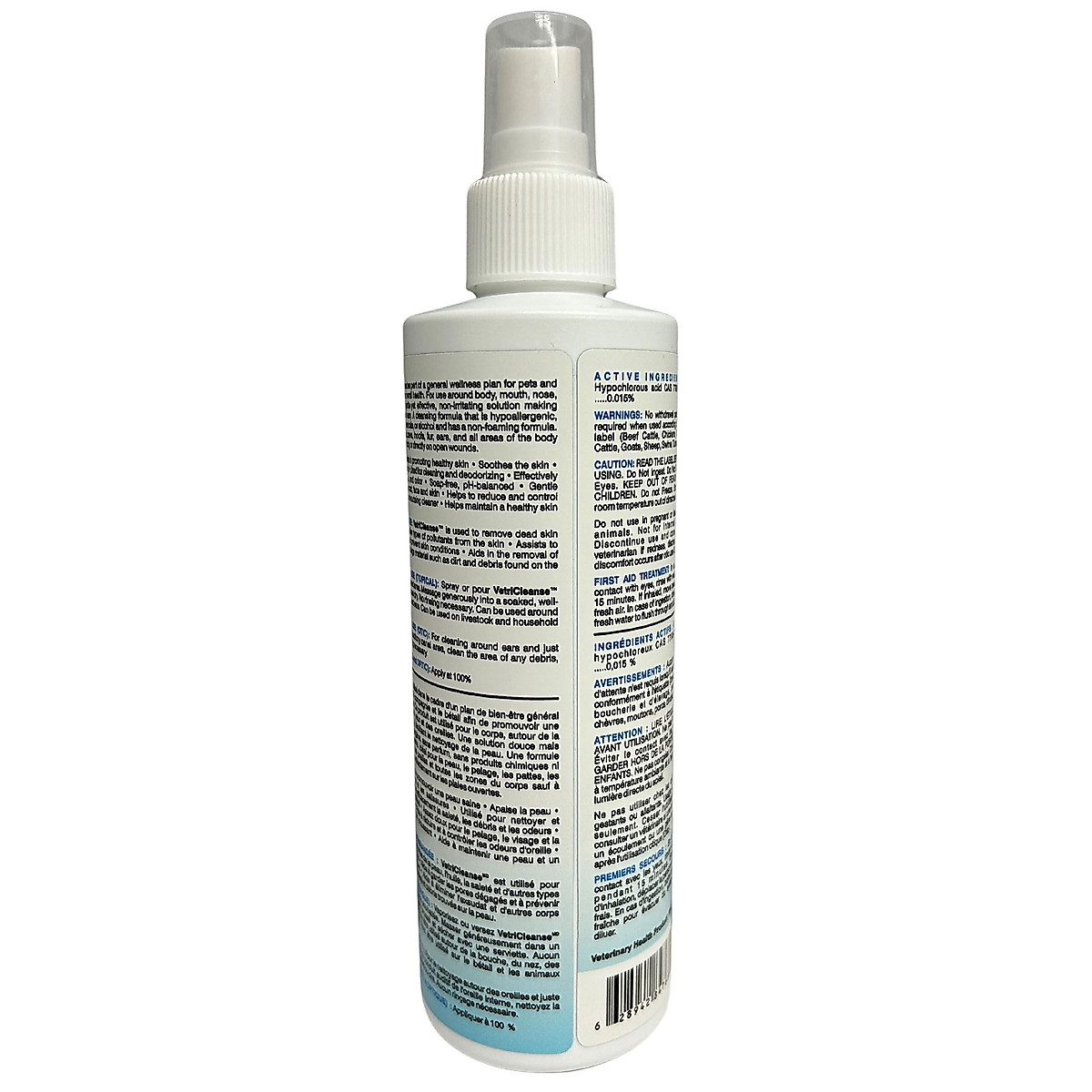 VetriCleanse Pet Itch Relief & Wound Care Spray with Hypochlorous Acid - Skin + Coat Care - Dog & Cat Deodorizer, Eye Cleaner & Ear Cleaner for All Animals - 225ml