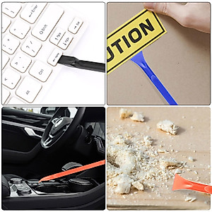 9 Pieces Plastic Scraper Tool, Non-Scratch Crevice Cleaning Tool Multi-Purpose Label Scraper for Cleaning Tight Spaces Kitchen Crevices Food Paint Dirt Sticker (Black Blue Orange)