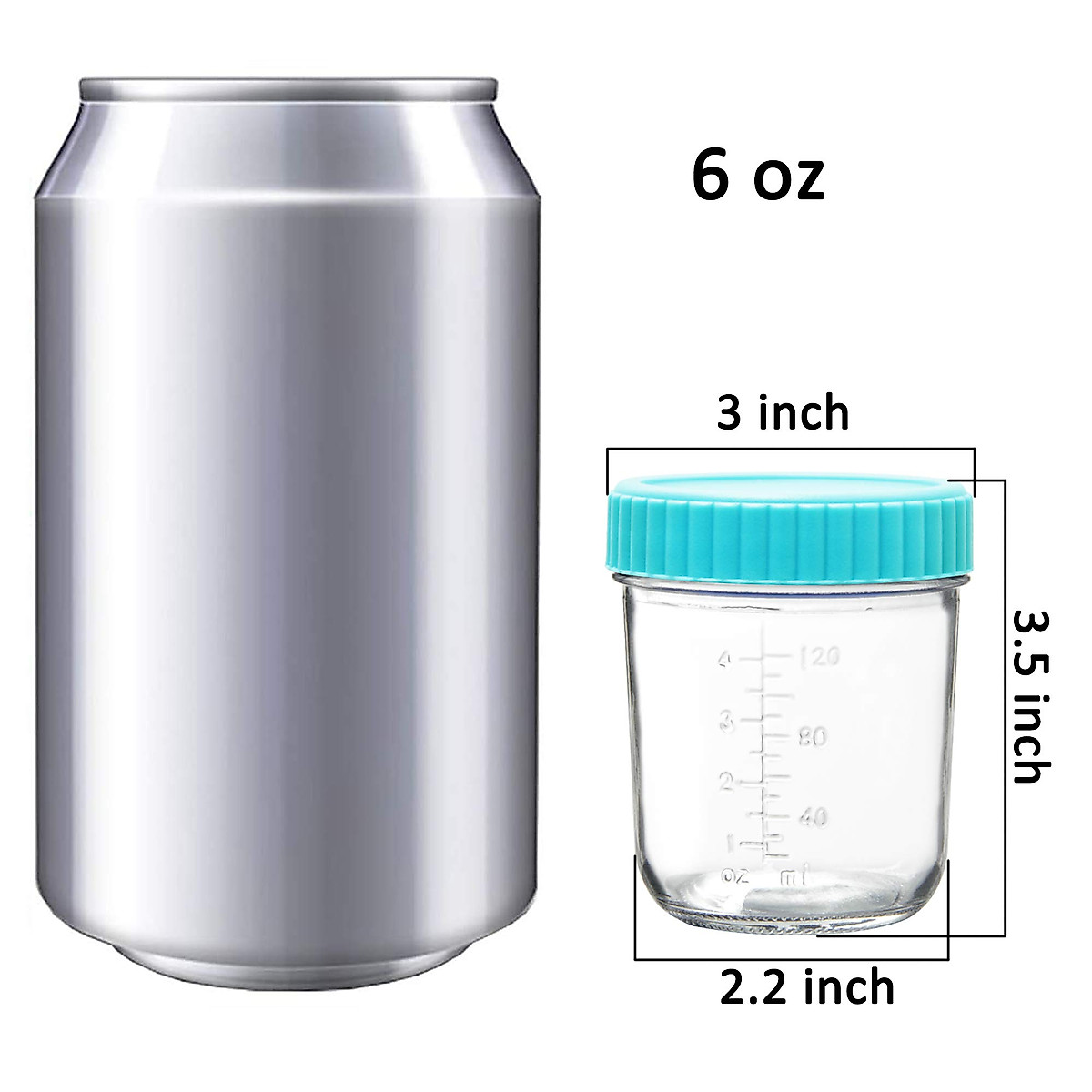 Youngever Glass Baby Food Storage, 6 Ounce Baby Food Glass Containers with Airtight Lids, Glass Jars with Lids (8 Rainbow Colors)