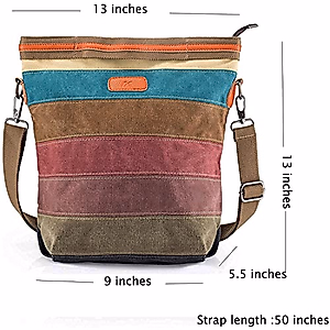 SNUG STAR Canvas Handbag Multi-Color Striped Lattice Cross Body Shoulder Purse Bag Tote-Handbag for Women