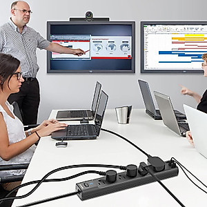 Power Strip 2-Pack, HITRENDS Surge Protector with 6 AC Outlets & 3 USB Charging Ports, 5 Feet Heavy Duty Extension Cord, 1875W/15A Multiplug for Home Office & Multiple USB Devices - Black