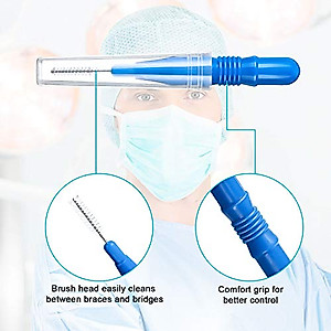 150 Pieces Interdental Brush Toothpick Tooth Flossing Head Oral Interdental Brush Flosser Toothpick Cleaners Tooth Cleaning Tool (Red, Blue,0.1 Inch, 0.12 Inch)
