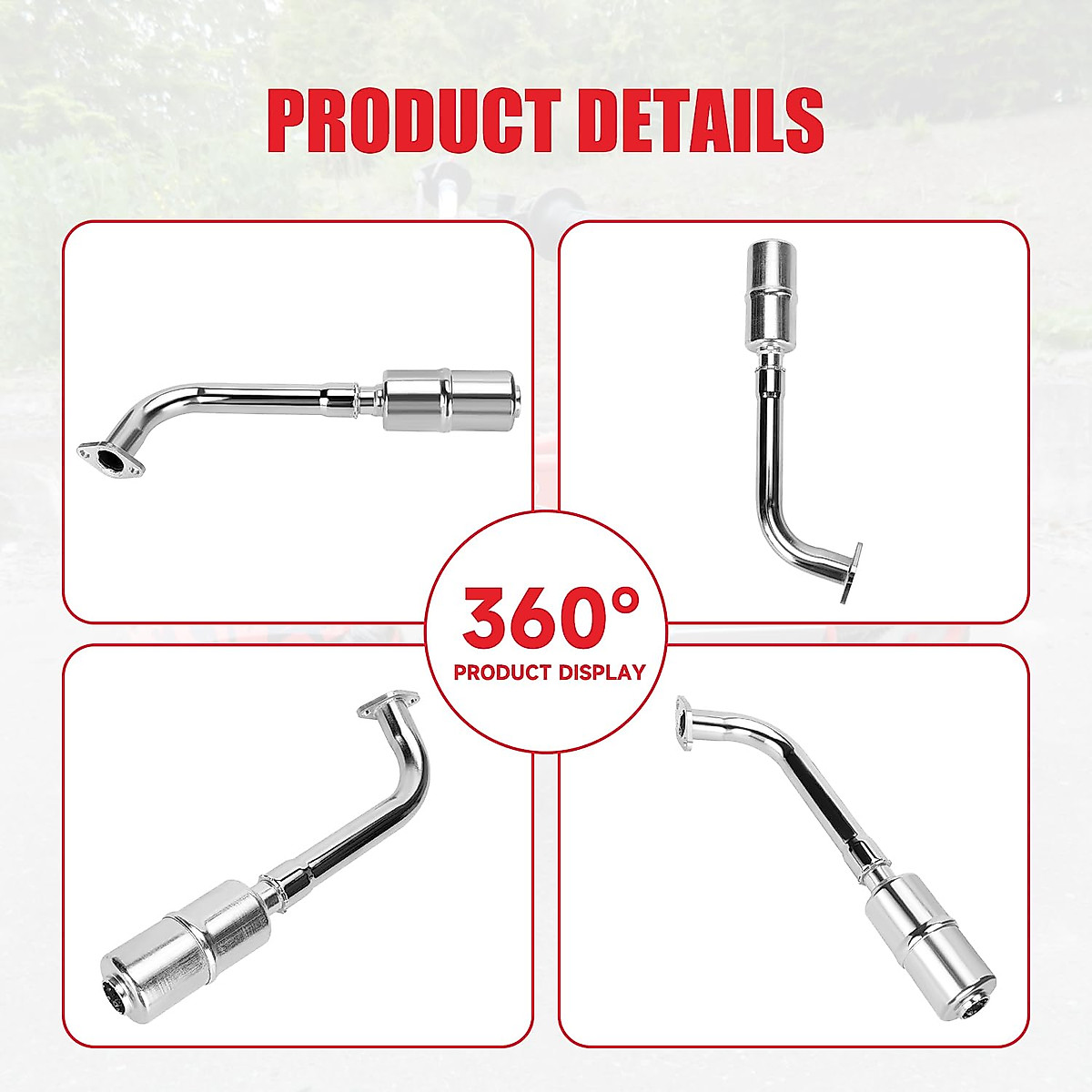 GREHUA Upgrade Exhaust Pipe Muffler Jet Kit Compatible with Predator 212cc 196cc 5.5hp 6.5hp GX160 GX200 Engine Coleman CT200U CT200U-EX BT200X Baja Warrior MB200 Mini Bike KT196 Go Kart Parts