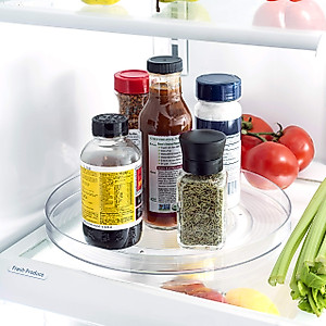 Home Basics Ta Spin Non-Skid Plastic 360 Degree Turntable – Rotating Stand for Dining Table, Kitchen Counters, Cabinets, Pantry and Fridge-Spices, Seas, Clear